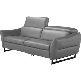 Egoitaliano 2,5-Sitzer &raquo;Dafne, elegantes Designsofa mit hohem Sitzkomfort&laquo; wahlw. mit elektrischer Relaxfunktion, Kopfteile manuell verstellbar grau Leder &raquo;BULL&laquo; 