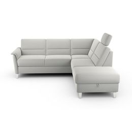 Quelle optional Schlaffunktion & Bettkasten, Federkern silber 100% Polyester B/H/T: 236cm x 89cm x 212cm, Struktur, Ottomane rechts,mit Bettfunktion,mit 