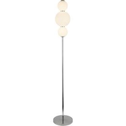 Searchlight Stehlampe &raquo;Snowball 3Lt Floor Lamp - Chrome Metal & Opal Glass Shade&laquo; LED-Modul 1 Stk. Warmwei&szlig; wei&szlig; 1, &Oslash; 25cm H: 151cm, 1 Stk.