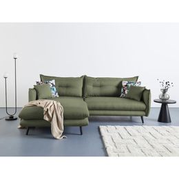 Home Affaire Ecksofa &raquo;Lazio modern und bequem, schmale Armlehnen, tolle Detailverarbeitung&laquo; zwei verschiedene Fu&szlig;farben w&auml;hlbar gr&uuml;n 100% Polyester B/