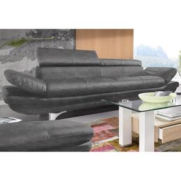 COTTA Polstergarnitur &raquo;Enterprise&laquo; Set, Set bestehend aus: 3-Sitzer mit Arm- & Kopfteilverstellung & Hocker grau Luxus-Kunstleder,mit 