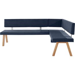OTTO home Eckbank &raquo;Rio&laquo; Massivholz in Eiche ge&ouml;lt, Esszimmerbank bequem gepolstert grau Polyester B/H/T: 170cm x 89cm x 140cm, Struktur fein, langer 