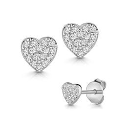 Firetti Damen Paar Ohrstecker &raquo;Schmuck Geschenk Silber 925 Ohrschmuck Herz&laquo; Made in Germany - mit Zirkonia (synth.) silber Silber 925 (Sterlingsilber)