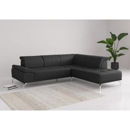 OTTO home Ecksofa &raquo;Caluna&laquo; Inkl.Sitztiefenverstellung, wahlweise mit Kopf- und Armteilverstellung schwarz B/H/T: 274cm x 81cm x 235cm, NaturLEDER , 