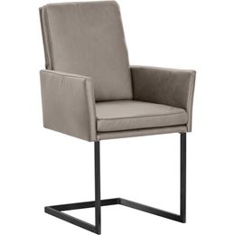 K+w Komfort & Wohnen K+W Komfort & Wohnen Armlehnstuhl &raquo;Kansas&laquo; () stabiles Hochkantrohr, Untergestell in Edelstahloptik oder schwarz grau B/H/T: 55cm x 96cm x 64cm, Leder