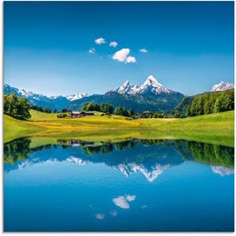 Artland Glasbild &raquo;Landschaft in den Alpen&laquo; Berge 1 Stk. tlg. in verschiedenen Gr&ouml;&szlig;en blau B/H/T: 50cm x 50cm, Glasbild Berge, 1 Stk.
