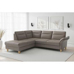 Sit & More sit&more Ecksofa &raquo;Pamela L-Form, Leder, B: 218 cm&laquo; optional Armteilverstellung, Schlaffunktion & Bettkasten grau B/H/T: 218cm x 90cm x 212cm, 