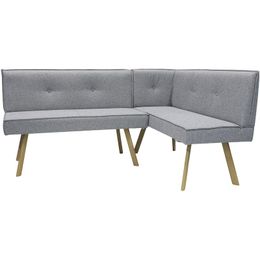 ByLiving Eckbank &raquo;OTTAWA&laquo; Webstoff, Taschenfederkern, umlaufendem Keder und Zierkn&ouml;pfen grau Stahl, Stoff B/H/T: 183cm x 88cm x 56cm, Webstoff, langer