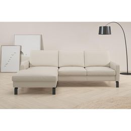 Home Affaire Ecksofa inkl. saugroboterfreundliche H&ouml;he & schmale Armlehnen beige 100% Leder B/H/T: 244cm x 86cm x 164cm, Dickleder, Longchair links, 