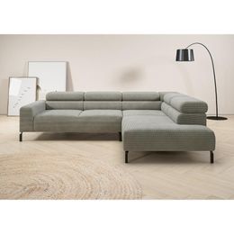 Home Affaire Ecksofa &raquo;Antonelli, L-Form, inkl. Kopfteilverstellung, Breite 276 cm&laquo; ohne Sitztiefenverstellung, in Cord, stone grau 95% Polyester, 5% 