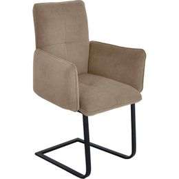 K+w Komfort & Wohnen K+W Komfort & Wohnen Freischwinger &raquo;6502&laquo; () Freischwinger mit Armlehnen, Flachstahlkufe in schwarz beige B/H/T: 61cm x 90cm x 62cm, Aqua Clean