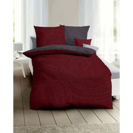 Kaeppel Wendebettw&auml;sche &raquo;JARO 100% Baumwolle&laquo; 3 Stk. mit Markenrei&szlig;verschluss, zeitloses Design, pflegeleicht rot Mako-Satin, Obermaterial: 100% Baumwolle B/L