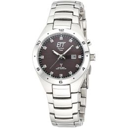 ETT Damen ETT Funkuhr &raquo;Altai&laquo; Armbanduhr, Damenuhr, Solar, Datum, Edelstahlarmband silber Einheitsgr&ouml;&szlig;e