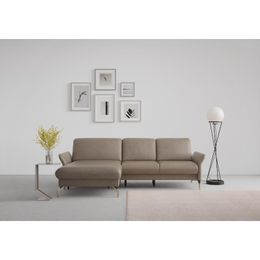 Sit & More sit&more Ecksofa &raquo;Fashion L-Form&laquo; wahlweise mit Kopfteilverstellung, Vorziehsitz, motorisch, Nickelf&uuml;&szlig;e grau B/H/T: 253cm x 84cm x 165cm, Luxus-