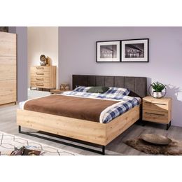 Home Affaire Bettgestell &raquo;Sardinia, FSC-zertifizierter Holzwerkstoff&laquo; mit gepolstertem Kopfteil, Metallfu&szlig; in Kufenform, 160 oder 180x200cm braun 