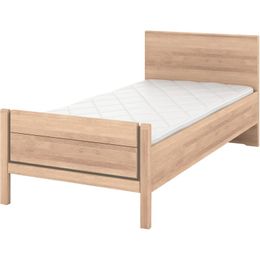 Musterring Holzbett &raquo;Sorrent, Bettgestell, Bettrahmen, teilmassiv Eiche&laquo; Eiche teilmassiv, Liegeh&ouml;henverstellung, Stollenfu&szlig;teil braun L&auml;nge B: 210cm x 100cm