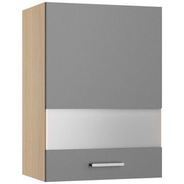 KOCHSTATION H&auml;ngeschrank &raquo;KS-Lucy&laquo; Breite 50 cm, mit 1 Segmentglast&uuml;r, 2 Einlegeb&ouml;den, Soft-Close grau Eiche hell, B/H/T: 50cm x 70,4cm x 34,6cm, 