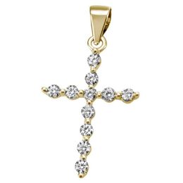 Firetti Damen Kettenanh&auml;nger &raquo;Schmuck Geschenk Silber 925 Halsschmuck Anh&auml;nger Kreuz&laquo; mit Zirkonia (synth.) gold Silber 925 (Sterlingsilber), 1,2 g