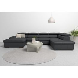 OTTO home Wohnlandschaft &raquo;Alberto U-Form&laquo; mit Kopfteilverstellung, wahlweise mit Schlaffunktion schwarz Luxus-Microfaser in Lederoptik (100% Polyester