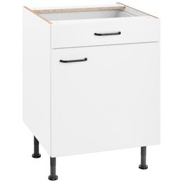 Optifit Unterschrank &raquo;Elga&laquo; mit Soft-Close-Funktion, Vollauszug, Metallgriffen, Breite 60 cm wei&szlig; Holzwerkstoff wei&szlig;, B/H/T: 60cm x 87cm x 58,4cm, 