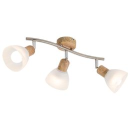 NOWA Deckenspot &raquo;DAYTONA&laquo; E14 1 Stk. Warmwei&szlig; Holzoptik Strahler mit Glas alabaster, Dreh-/Schwenkbar, E14 LED 3x5W wei&szlig; 3, H: 16,8cm, 1 Stk.