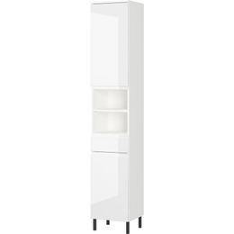 Germania Hochschrank &raquo;Scantic&laquo; 1 Stk. tlg. mit griffloser Optik wei&szlig; Holzwerkstoff, MDF Wei&szlig;, B/H/T: 34cm x 190cm x 34cm, Schubladen: 1 Stk. T&uuml;ren: 2 