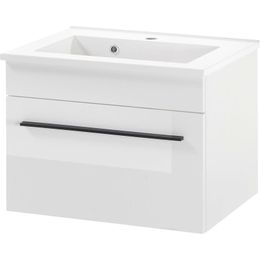 Home Affaire Waschtisch &raquo;Cantara, Waschtisch inkl. Waschbecken, modernes Design&laquo; mit schwarzem Griff, ausreichend Stauraum wei&szlig; B/H/T: 61cm x 45cm x 