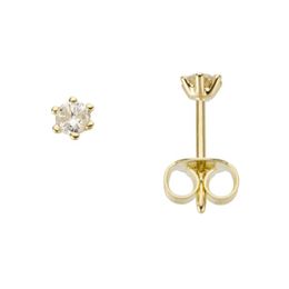 Firetti Damen Paar Ohrstecker &raquo;Schmuck Geschenk Gold 750 Ohrschmuck Solit&auml;r&laquo; mit Brillant - Krappenfassung gold 3,9mm, 0,2 P2 = erkennbare Einschl&uuml;sse
