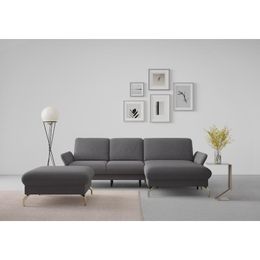 Sit & More sit&more Ecksofa &raquo;Fashion L-Form&laquo; wahlweise mit Kopfteilverstellung, Vorziehsitz, motorisch, Nickelf&uuml;&szlig;e braun B/H/T: 253cm x 84cm x 165cm, Chenille, 