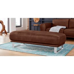 W.Schillig Hocker &raquo;montanaa&laquo; mit Metallkufen in Chrom gl&auml;nzend, Breite 141 cm braun B/H/T: 141cm x 42cm x 61cm, Longlife Xtra-Leder Z69