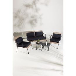 Gartenlounge-Set &raquo;Paola, gro&szlig;z&uuml;giges Outdoor-Set f&uuml;r hohen Sitzkomfort&laquo; 5 tlg. Loungem&ouml;bel rund, Stoffbezug, angenehm, wetterfest B/H/T: 122cm x 86cm 
