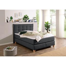 Home Affaire Boxspringbett inklusive Komfortschaum-Topper grau Struktur (100% Polyester), Liegefl&auml;che B/L: 140cm x 200cm, Gewicht bis: 100 kg H3, 7-