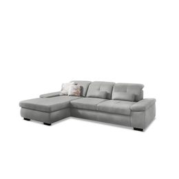 Die PlanBar Ecksofa &raquo;MP-IN16012 L-Form, mit Kaltschum-Polsterung&laquo; inkl. Sitztiefenverstellung, wahlweise mit weiteren Funktionen silber 85% Polyester;