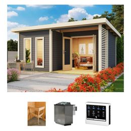 Konifera Saunahaus &raquo;Maiko 5 SET B&laquo; Ofen 9 kW Bio externe Strg easy grau Bio-Ofen, externe Steuerung, 9 kW
