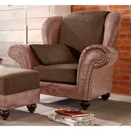 Home Affaire Sessel &raquo;King George gem&uuml;tlicher Ohrensessel mit Ziern&auml;geln, mit Federkern&laquo; braun Korpus aus Luxus-Microfaser in Vintage-Optik (100% 