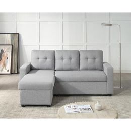 ATLANTIC HOME COLLECTION Ecksofa &raquo;Gino L-Form&laquo; mit Schlaffunktion und Stauraum, Recamiere beidseitig montierbar grau 100% PES B/H/T: 203cm x 92cm x 