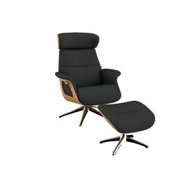FLEXLUX Relaxsessel &raquo;Clement R&uuml;cken u. Kopfverstellung, ergonomisch, Airchannels&laquo; R&uuml;cken- & Kopfteilverstellung, Drehbar, Armlehne Eiche, Fu&szlig; Alu grau