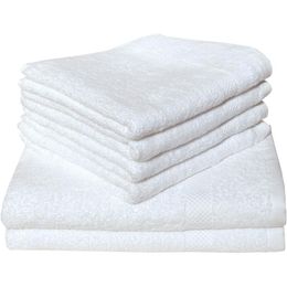 Dyckhoff Handtuch Set &raquo;Planet&laquo; Set 6 Stk. Frottier 4 Handt&uuml;cher (50x100cm), 2 Duscht&uuml;cher (70x140cm) wei&szlig; Frottier, Obermaterial: 100% Baumwolle 6 Stk., 