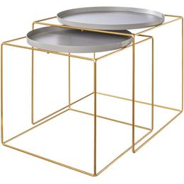 Creativ deco Beistelltisch Set, 2 Stk. tlg. im 2er Set, im Nesting-Design, aus Metall, H&ouml;he ca. 47 und 42 cm gold 100% Metall B/H/T: 47cm x 47cm x 