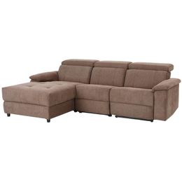 Home Affaire Ecksofa &raquo;Binado, L-Form,&laquo; mit manueller oder elektrischer Relaxfunktion mit USB-Anschluss braun Webstoff (95% Polyester/5% Nylon) B/H/T: 