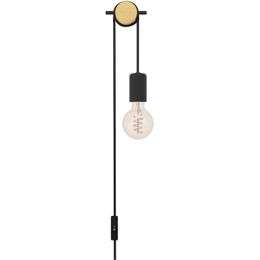 Eglo Wandleuchte &raquo;Buddon Wandlampe Vintage, Natur, E27, Metall und Holz, Wohnzimmerlampe&laquo; E27 1 Stk. Wand-/Deckenleuchte - L5,5 x H260 x AL8 cm - 