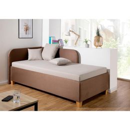 Maintal Polsterliege &raquo;Aolana&laquo; mit Bettkasten, in 2 Breiten, Federkern- oder Bonellmatratze w&auml;hlbar beige Struktur (100% Polyester) Kopfteil links, Liegefl&auml;che