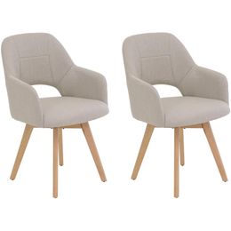 Hela 4-Fu&szlig;stuhl &raquo;STADE&laquo; (Set) 2 Stk.360&deg; drehbar,Massivholz 4-Fu&szlig;,Armlehnen,Ausschnitt im R&uuml;cken beige Metall, Polyester, Stoff B/H/T: 57cm x 88cm x 