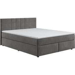 COTTA Boxbett &raquo;Nala&laquo; wahlweise mit Matratze und Topper erh&auml;ltlich grau 100% Polyester Stoff Karo 7-Zonen-Tonnentaschen-Federkern-Partnermatratze, 