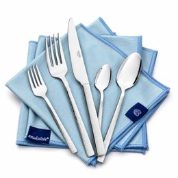 Mulex Besteck-Set &raquo;Genua, Besteckset mit 3 Multifunktionst&uuml;chern&laquo; Kratzfestes Besteck mit edlem Design und angenehmer Haptik Edelstahl 18/0 33