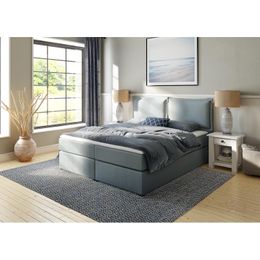 Home Affaire Boxspringbett &raquo;Lysann&laquo; 5fach verstellbares Kopfteil, in 4 Breiten, 3 Matratzenarten blau Liegefl&auml;che B/L: 180cm x 200cm, Gewicht bis: 100