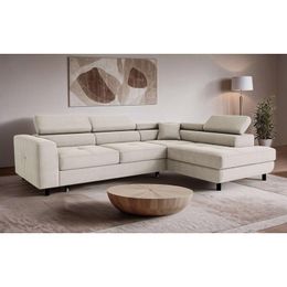 OTTO home Ecksofa &raquo;AADEN Schlafsofa 254 cm - OTTO. Verl&auml;ssliche Qualit&auml;t.&laquo; mit Bettfunktion, Bettkasten, Kopfst&uuml;tzen, rechts/links bestellbar beige 