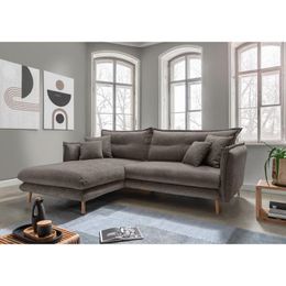 Home Affaire Ecksofa &raquo;Lazio modern und bequem, schmale Armlehnen, tolle Detailverarbeitung&laquo; zwei verschiedene Fu&szlig;farben w&auml;hlbar grau 100% Polyester B/