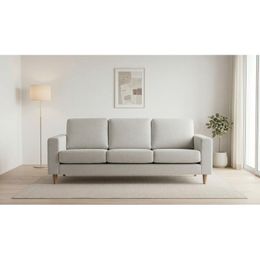 OTTO home 3-Sitzer &raquo;Tvinno&laquo; im skandinavischen Stil, mit Massivholzf&uuml;&szlig;en, Breite 217 cm beige 100% polyester B/H/T: 217cm x 87cm x 86cm, Webstoff fein