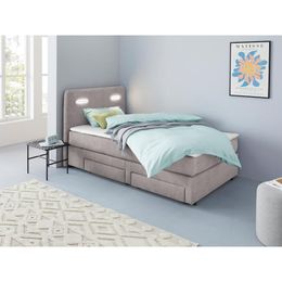 Home Affaire Boxbett &raquo;Luan&laquo; Schubk&auml;sten, LED-Beleuchtung und Topper, in Breite 120 cm und 180 cm grau Polyester Polyester Schubk&auml;sten links, 